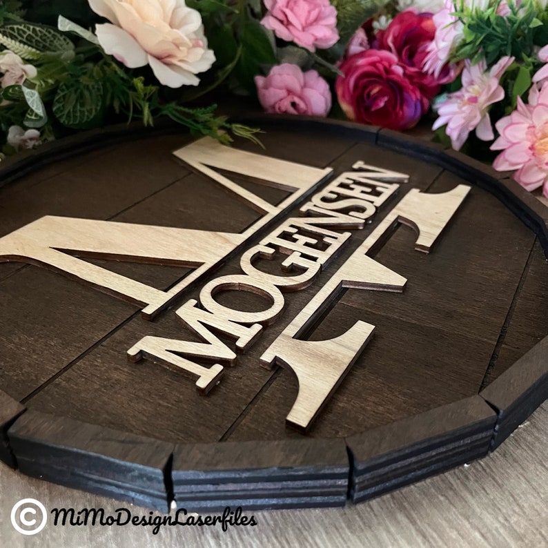 Faux Barrel Top Split Monogram Sign Resizable for Other - Etsy