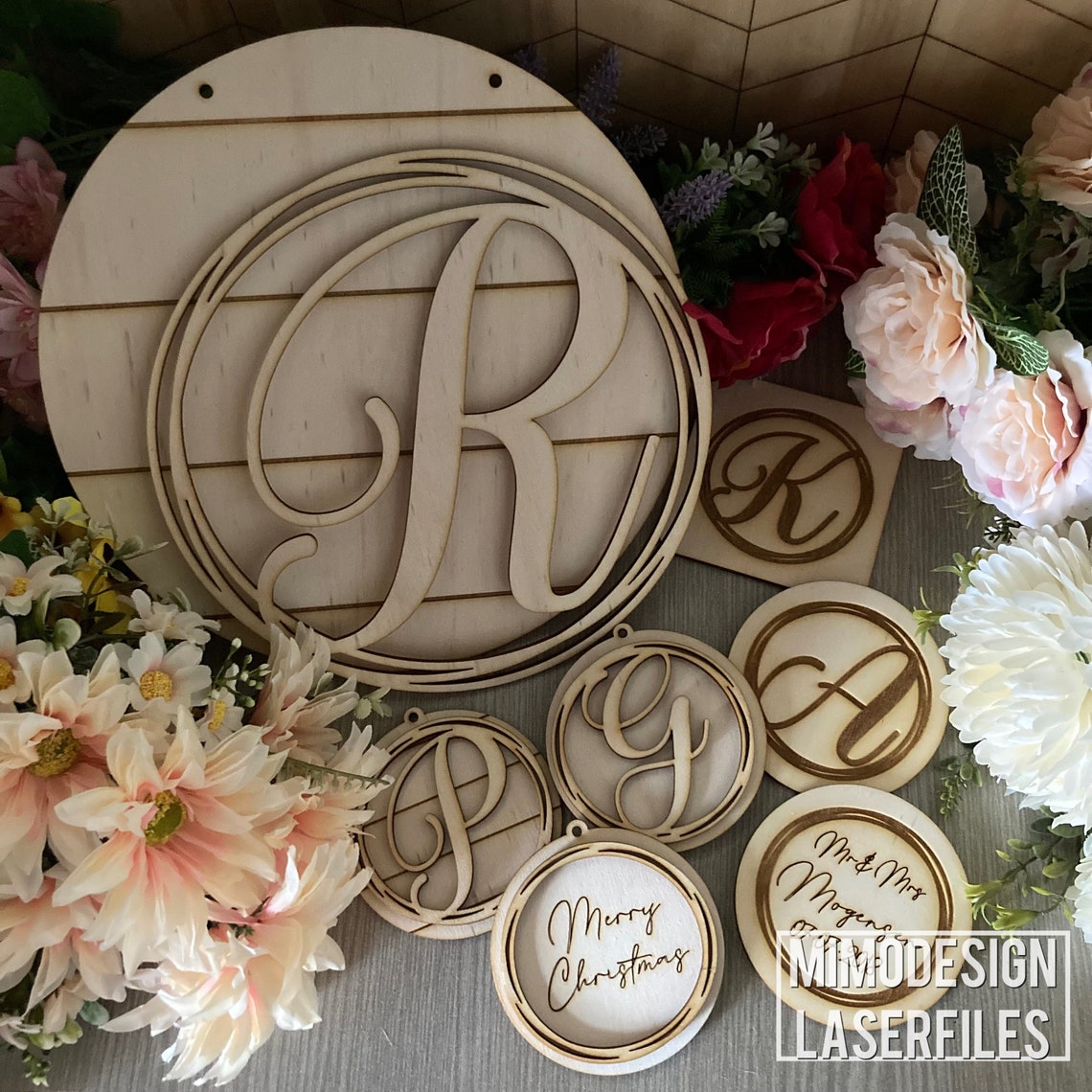 Bundle of Monogram Wreath Letters 26 Letters Full Alphabet - Etsy