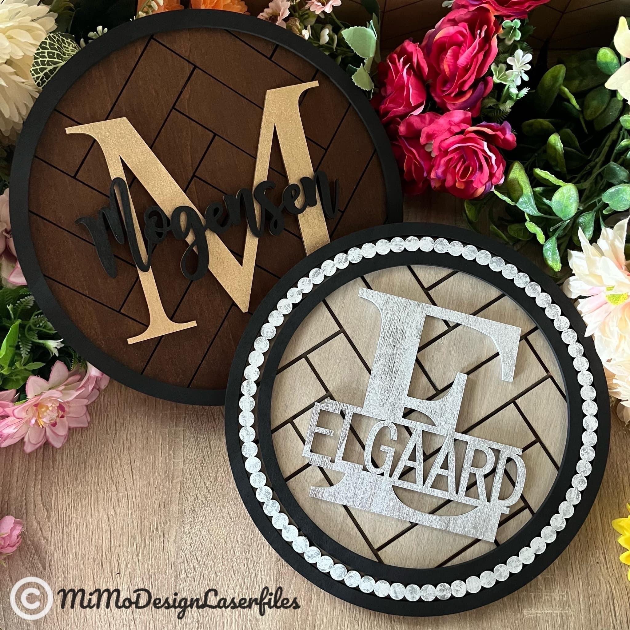 Herringbone Split Monogram Signs Bundle, 3 Fronts and Simple or Beaded ...