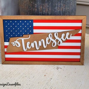 TENNESSEE State Sign With the American Flag and Frames, Layered and ...