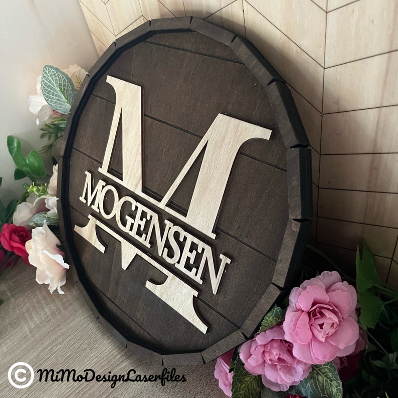 Faux Barrel Top Split Monogram Sign Resizable for Other - Etsy