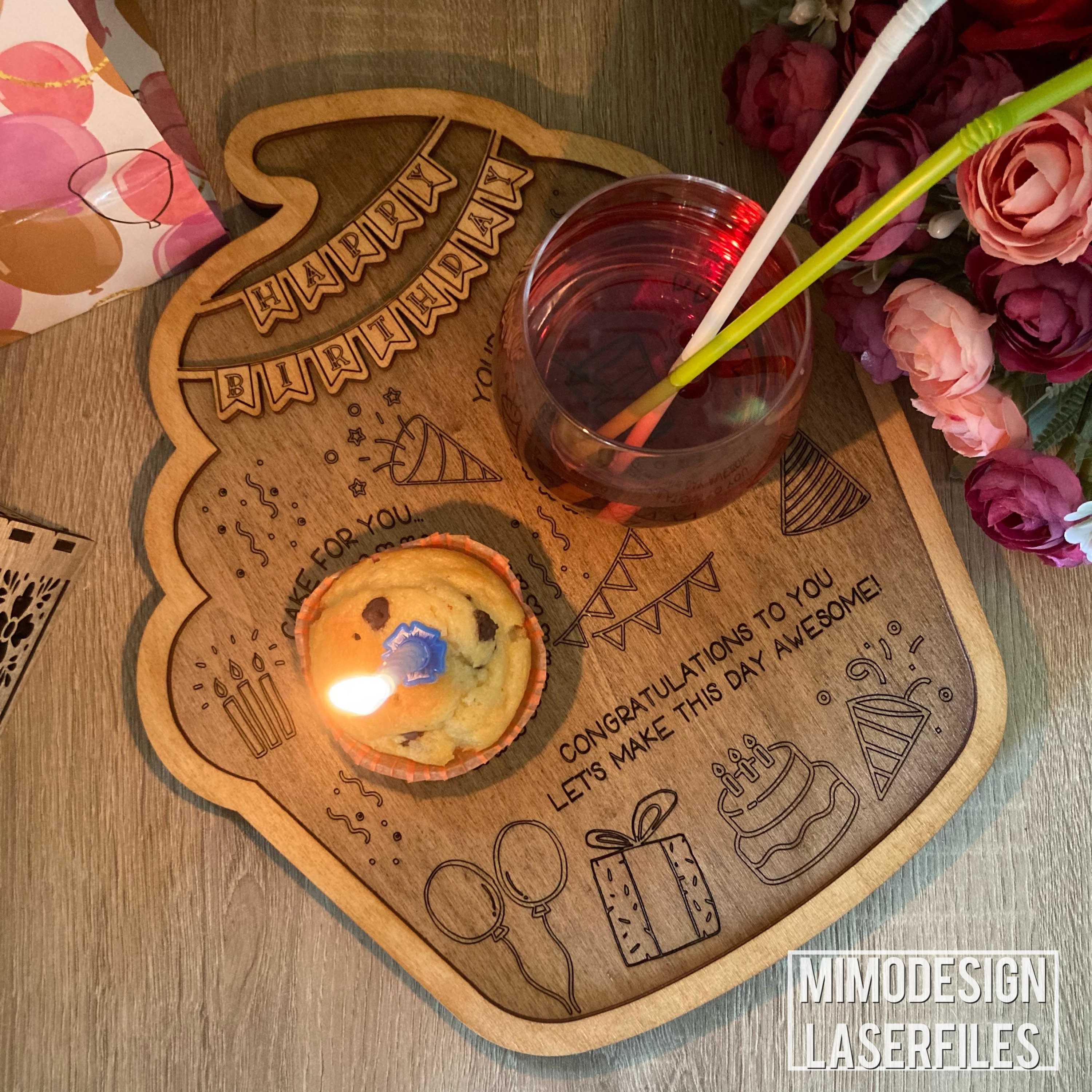 Happy Birthday Treat Tray, for Cupcakes, Cake, Drinks ALL Scored ...