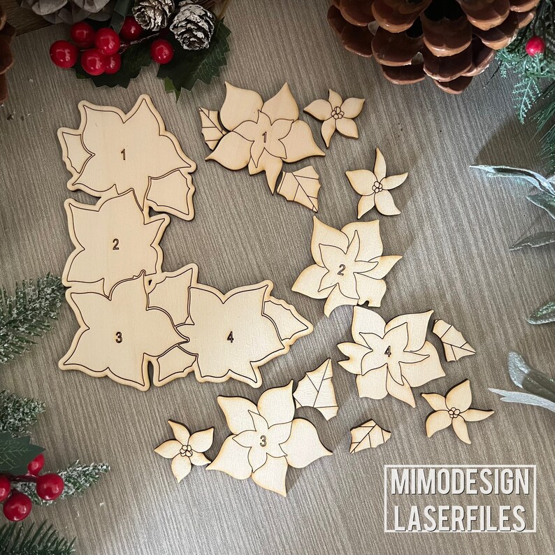 Poinsettias Floral Border for Layering as Inlay for Trays or - Etsy