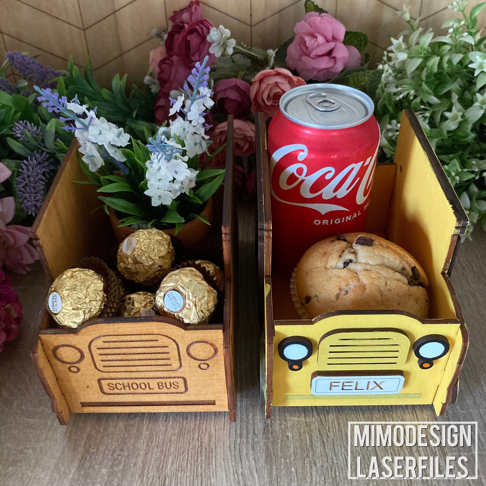 Mini School Bus Driver Gift Box Basket Crate for Personalization ...