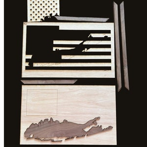 LONG ISLAND Seperated Flag Sign With the American Flag and Frames, Easy ...