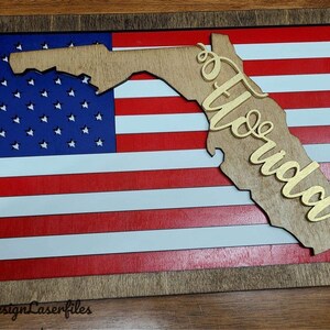 FLORIDA State Sign With the American Flag and Frames, Layered and Easy ...