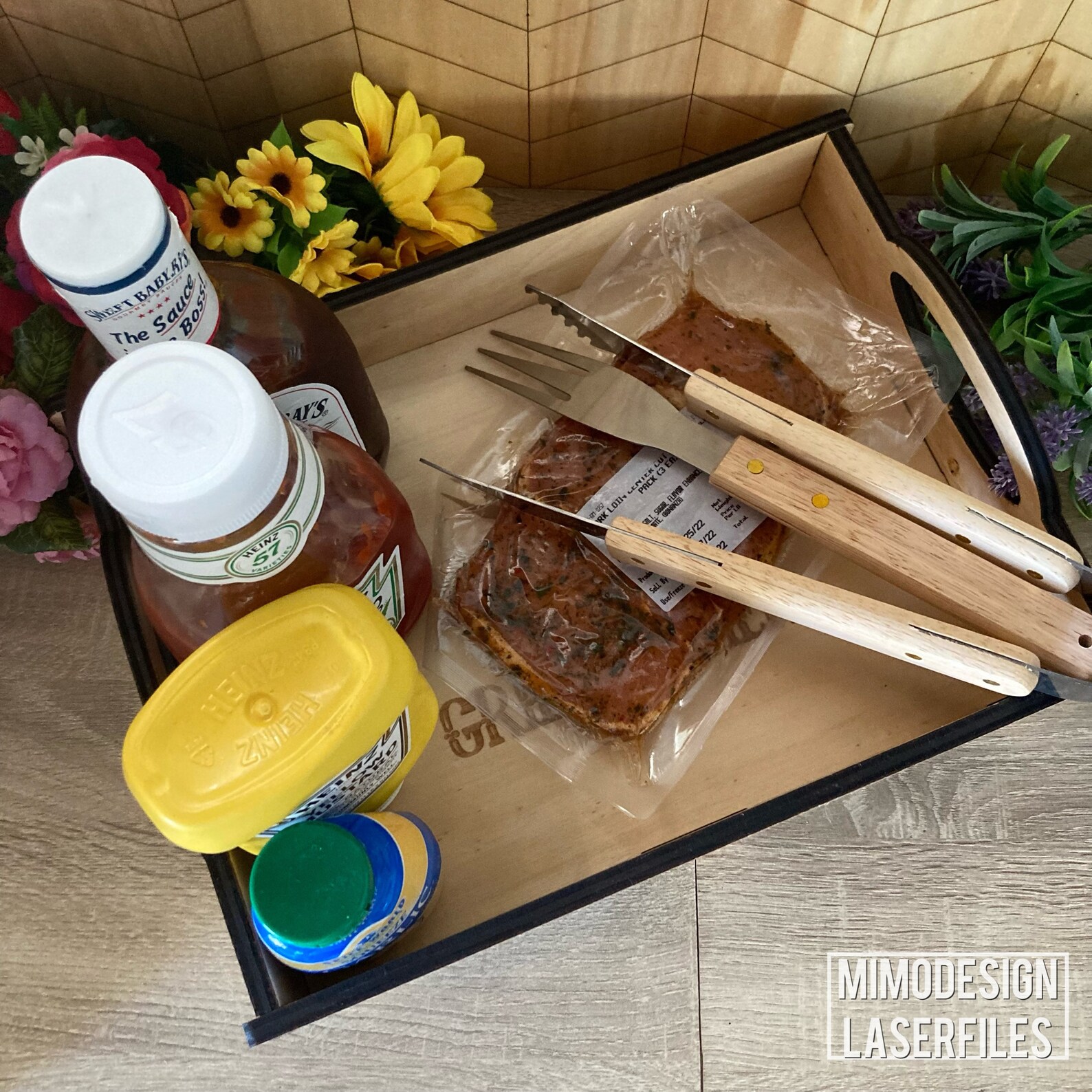 Serving Tray With Interchangable Patterned Insert Inlay for the Bottom ...