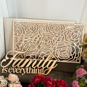 Roses Handdrawn Sign / Door Hanger With Family is Everything Text and 4 ...