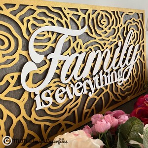 Roses Handdrawn Sign / Door Hanger With Family is Everything Text and 4 ...