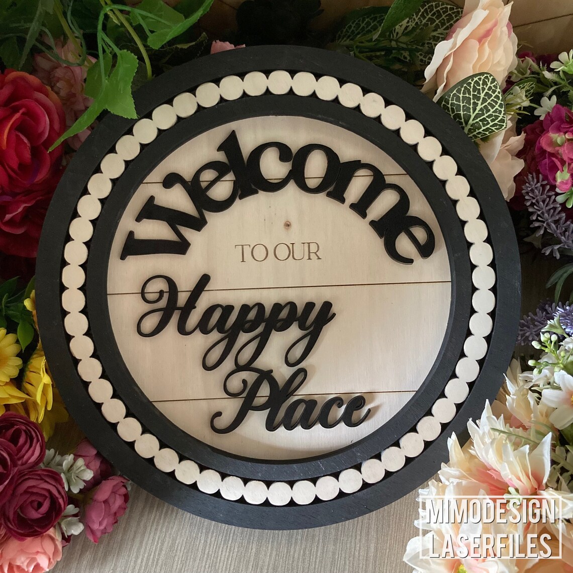 Round Welcome Beaded Frame Sign / Door Hanger Farmhouse Style, Blank ...