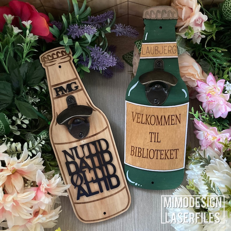 Beer Bottle Shaped Wall Mounted Cap Openers for Magnets. Engraved + 2 ...