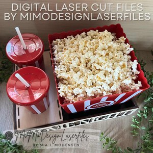 Movie Night Snack Tray SVG File | Laser Cut Popcorn, Candy & Drink ...