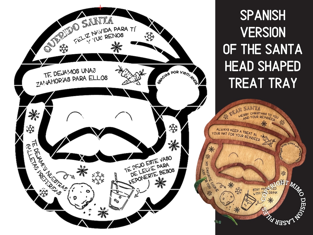 SPANISH Santa Claus Treat Tray for Kids, Carrots, Milk, Cookies All ...