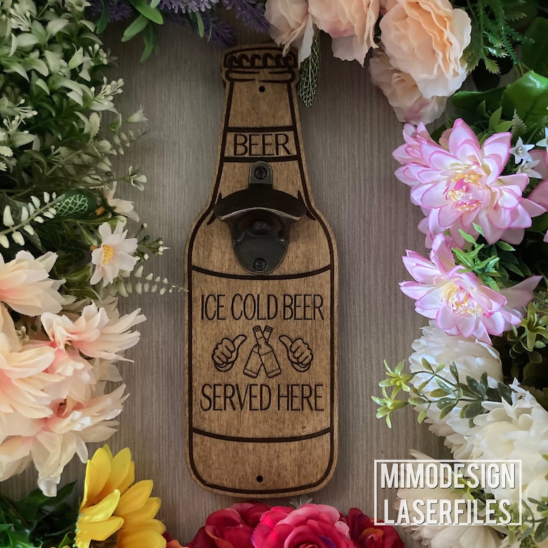 Beer Bottle Shaped Wall Mounted Cap Openers for Magnets. Engraved + 2 ...