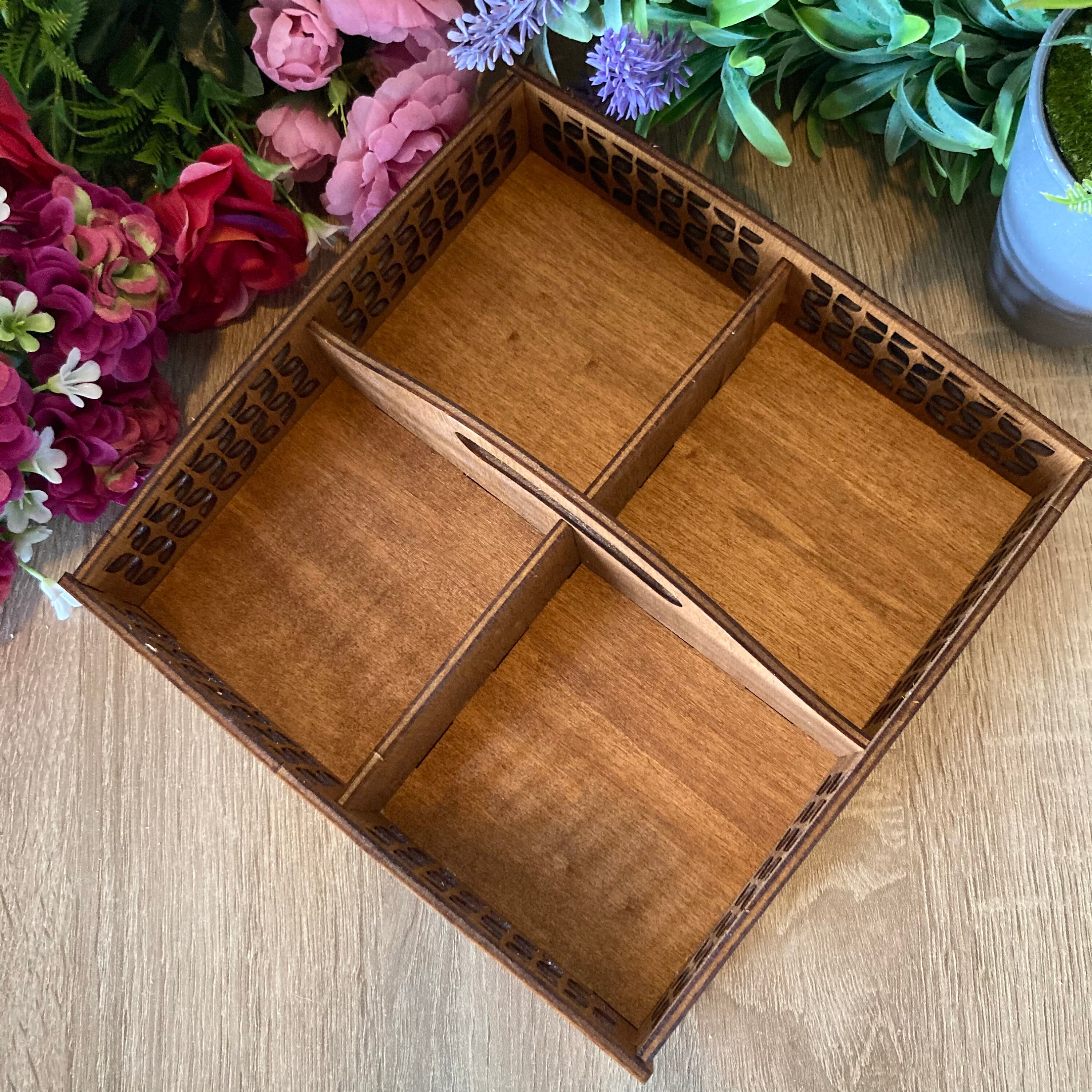 Divided Decorative Trays With Beautiful Laser Cut Pattern for Home ...