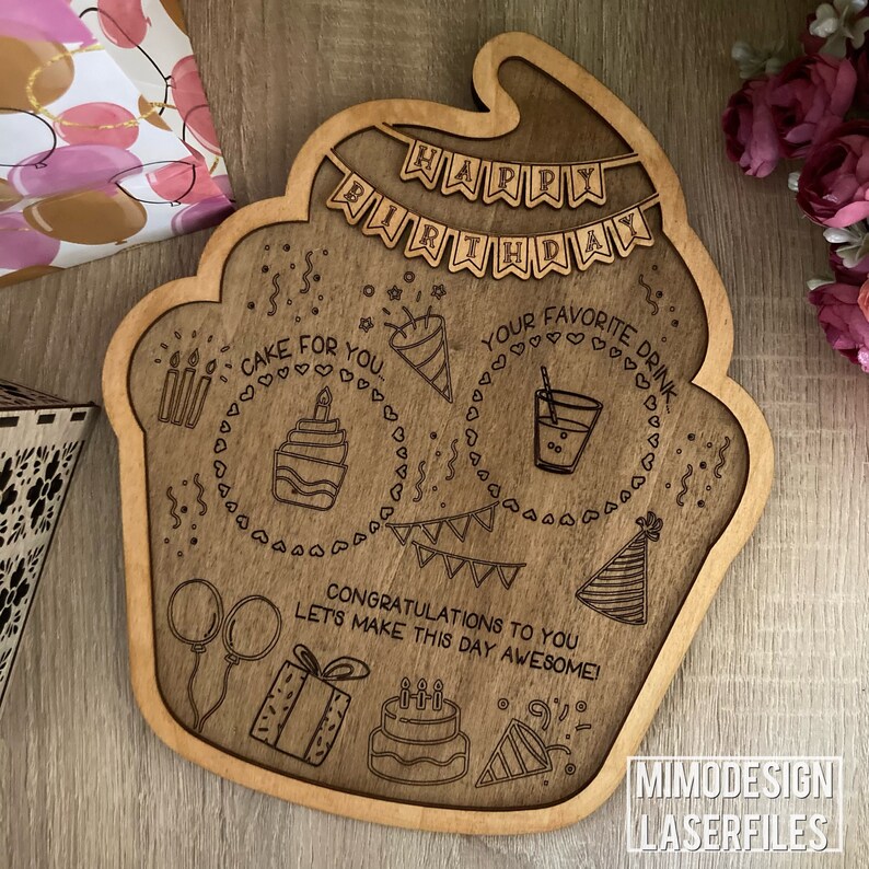 Happy Birthday Treat Tray, for Cupcakes, Cake, Drinks ALL Scored ...