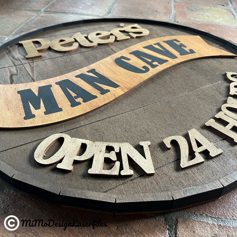 Oversized Faux Barrel Top Man Cave Sign Split Sign for 3 - Etsy