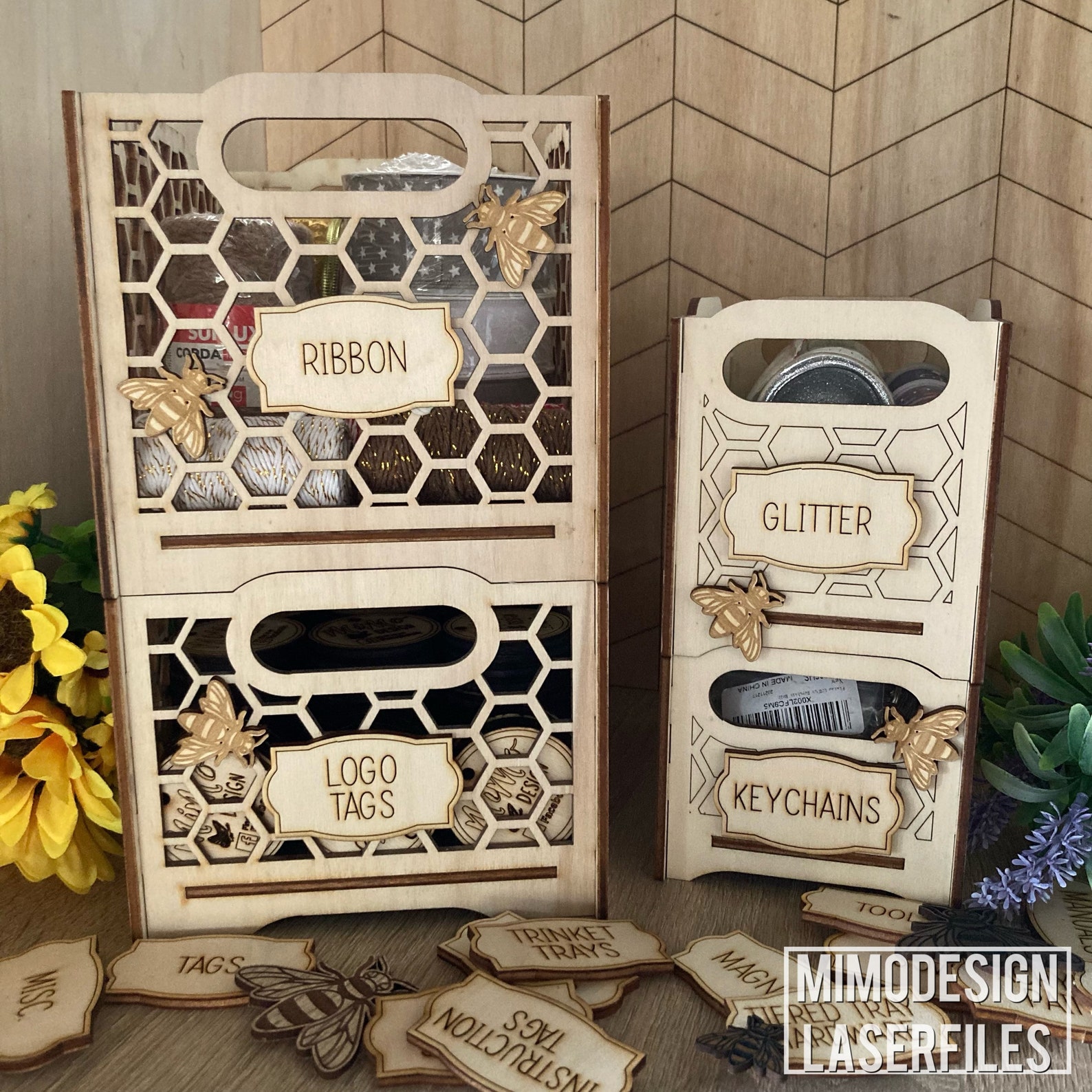 Stacking Honeycomb Bee Boxes, Crates, Baskets for Personalization ...