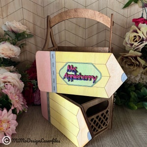 Pencil Shaped Mini Teacher Gift Basket and Box Bundle for ...