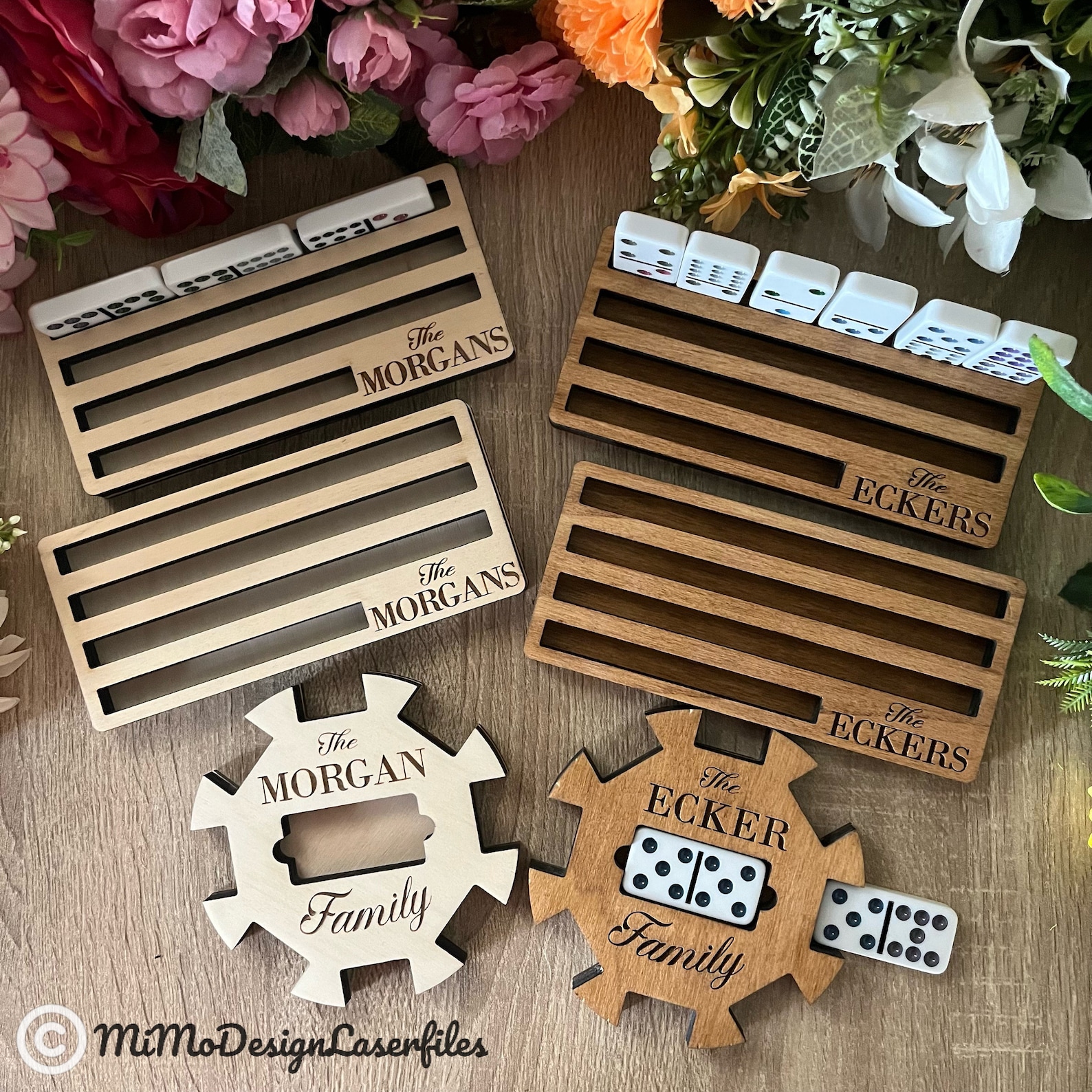 Mexican Train Dominoes Game and Domino Holder Glowforge Ready Digital ...