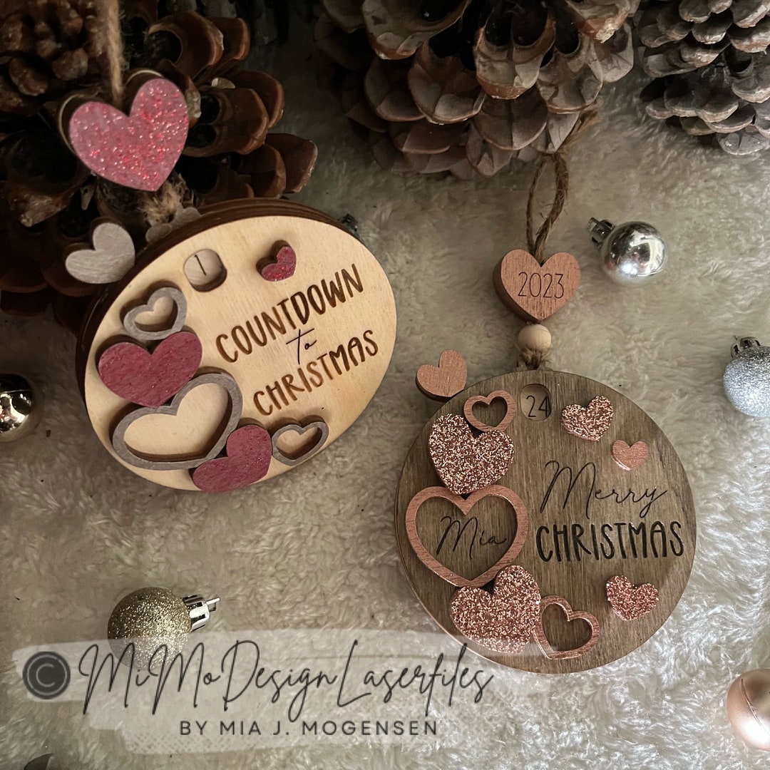 Hearts Countdown / Advent Calender Counting & Sliding Ornament - With ...