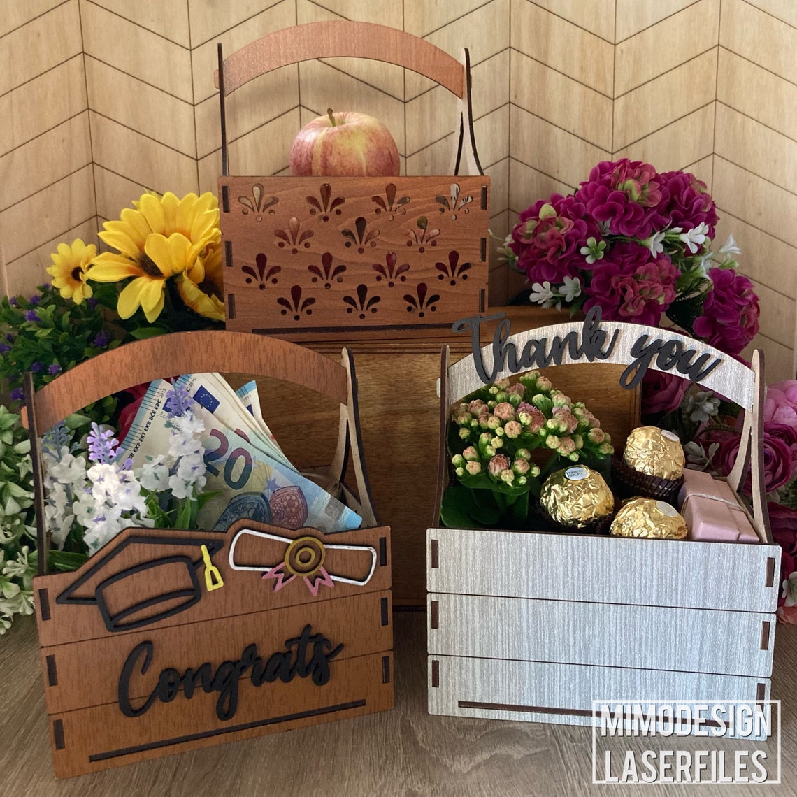 Mini Graduation and Patterned Gift Basket Crates for - Etsy