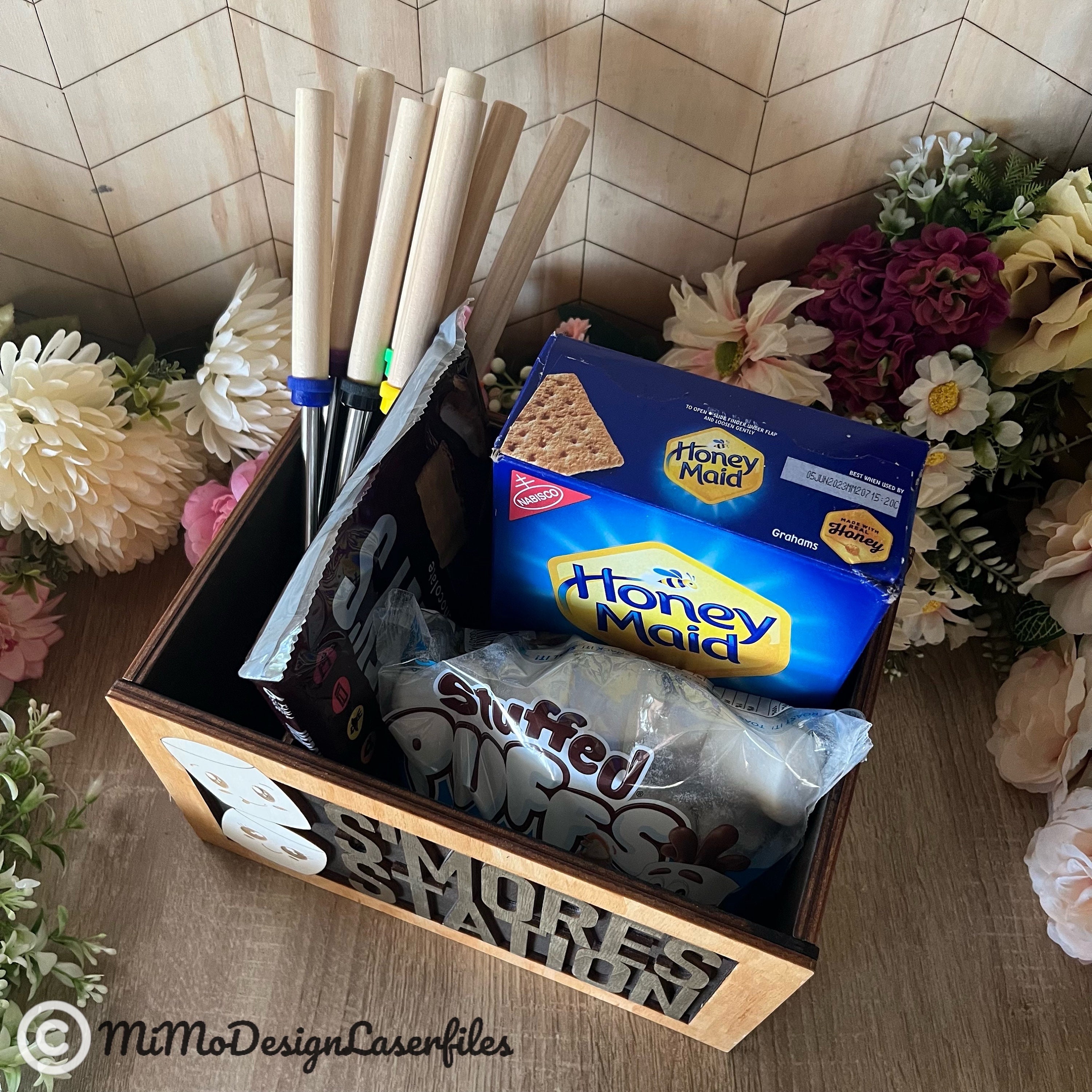 S'mores Station Box, Layered Design for Sticks, Marshmellows, Graham ...