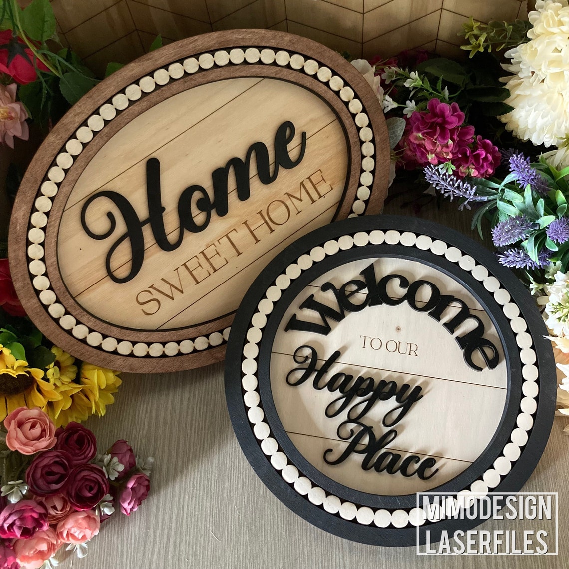 Bundle of Home Themed Beaded Frame Signs Farmhouse Style, Blank Frame ...