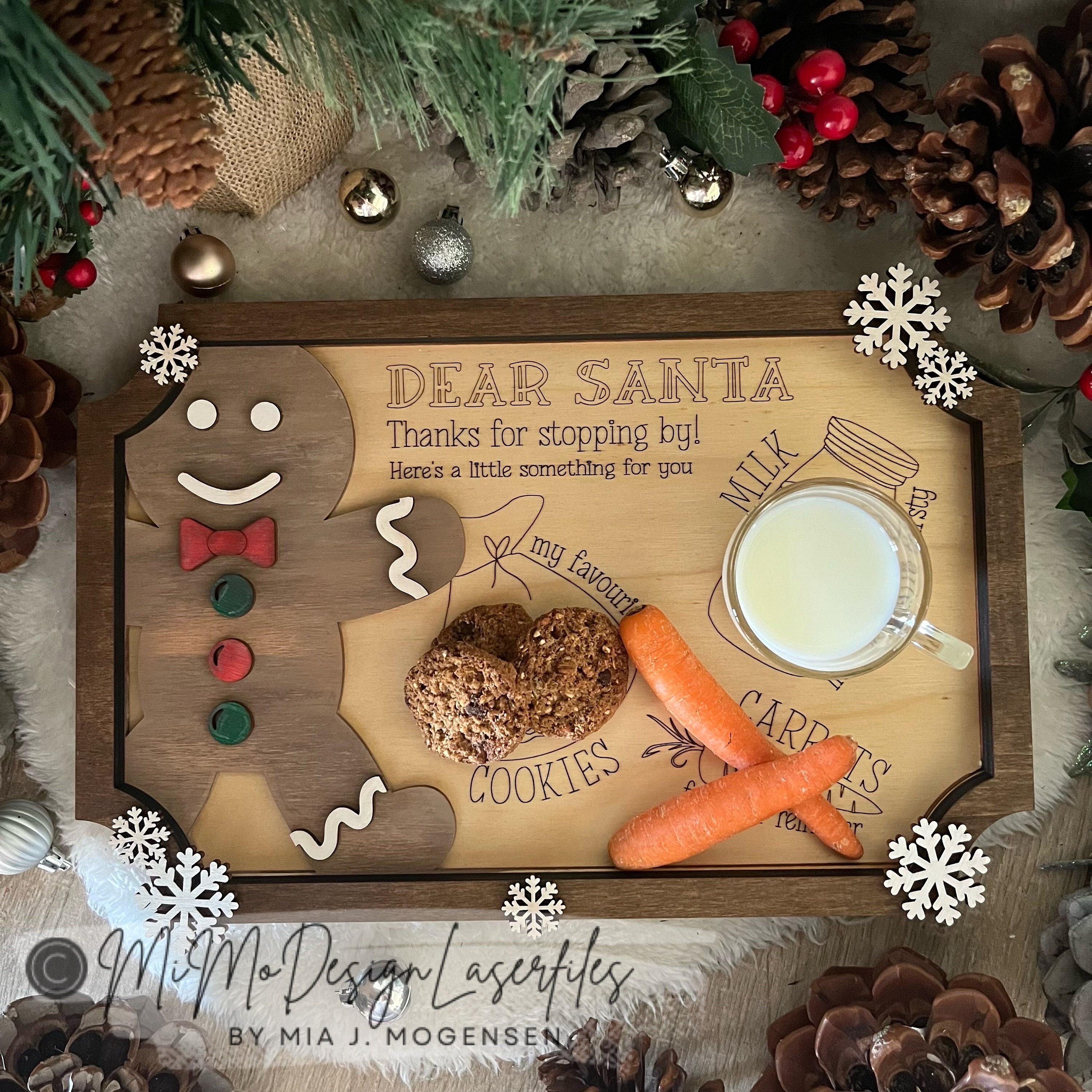 Gingerbread Boy 3D Layered Santa Treat Tray Milk, Cookies, Carrots ...