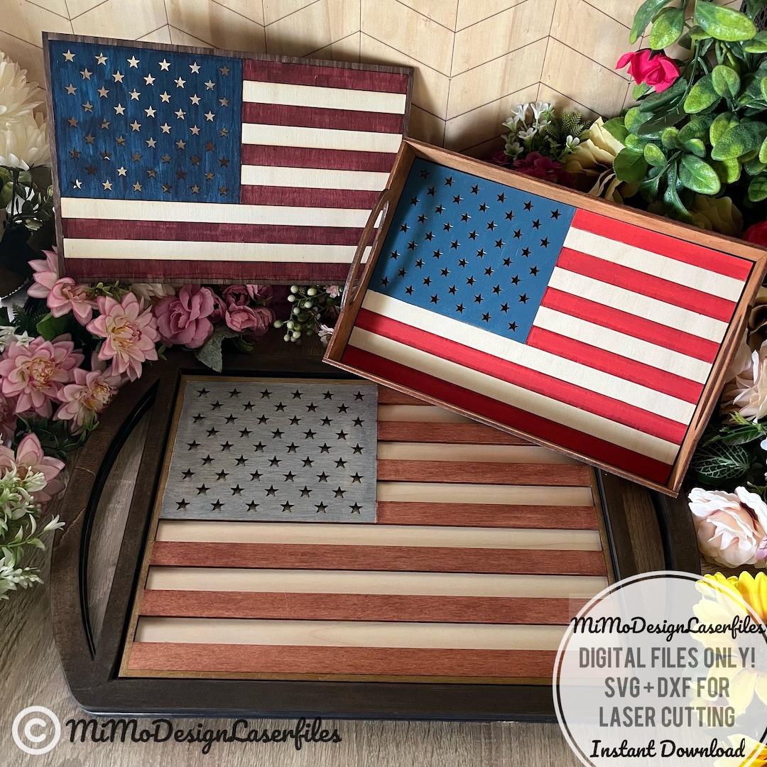 Inlay (ADD ON) American Flag for Decorative Home Decor Trays, Cut and ...