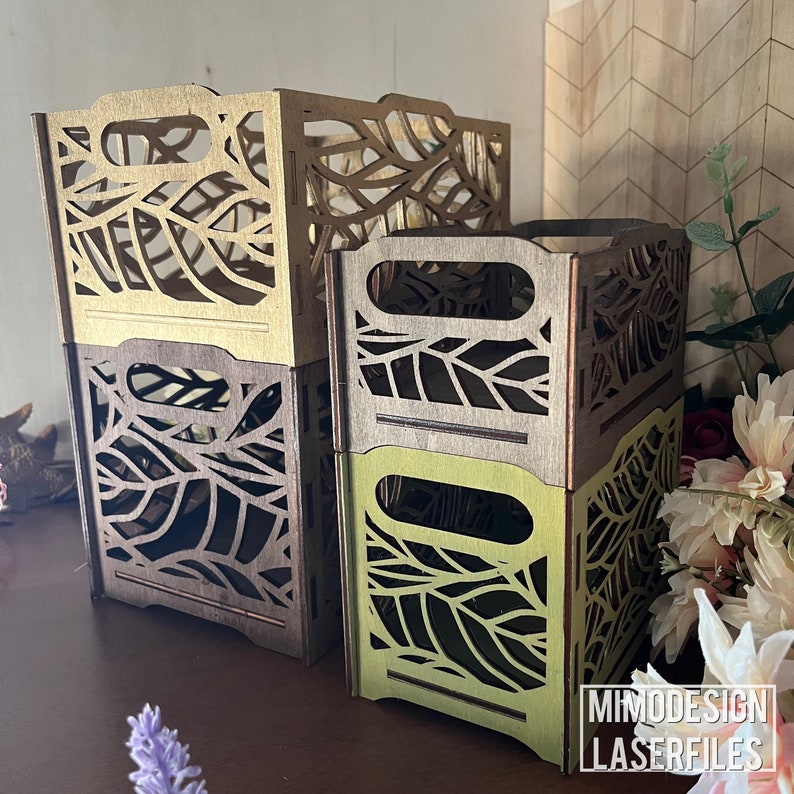 Stacking Leaves Pattern Boxes Crates Baskets for - Etsy