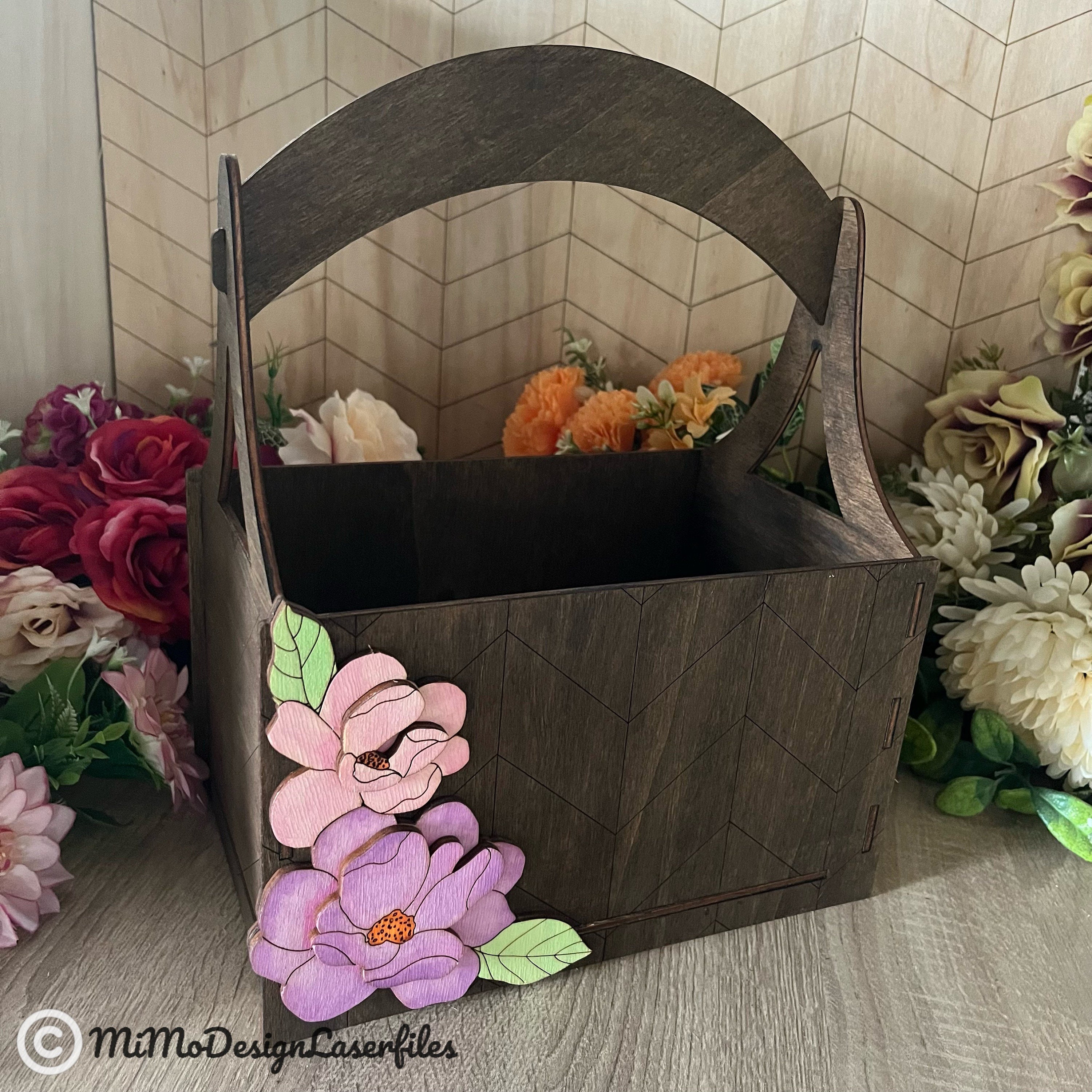 Magnolia 3D Flower Gift / Decor Basket for Holding Wine, Decor, Snacks ...