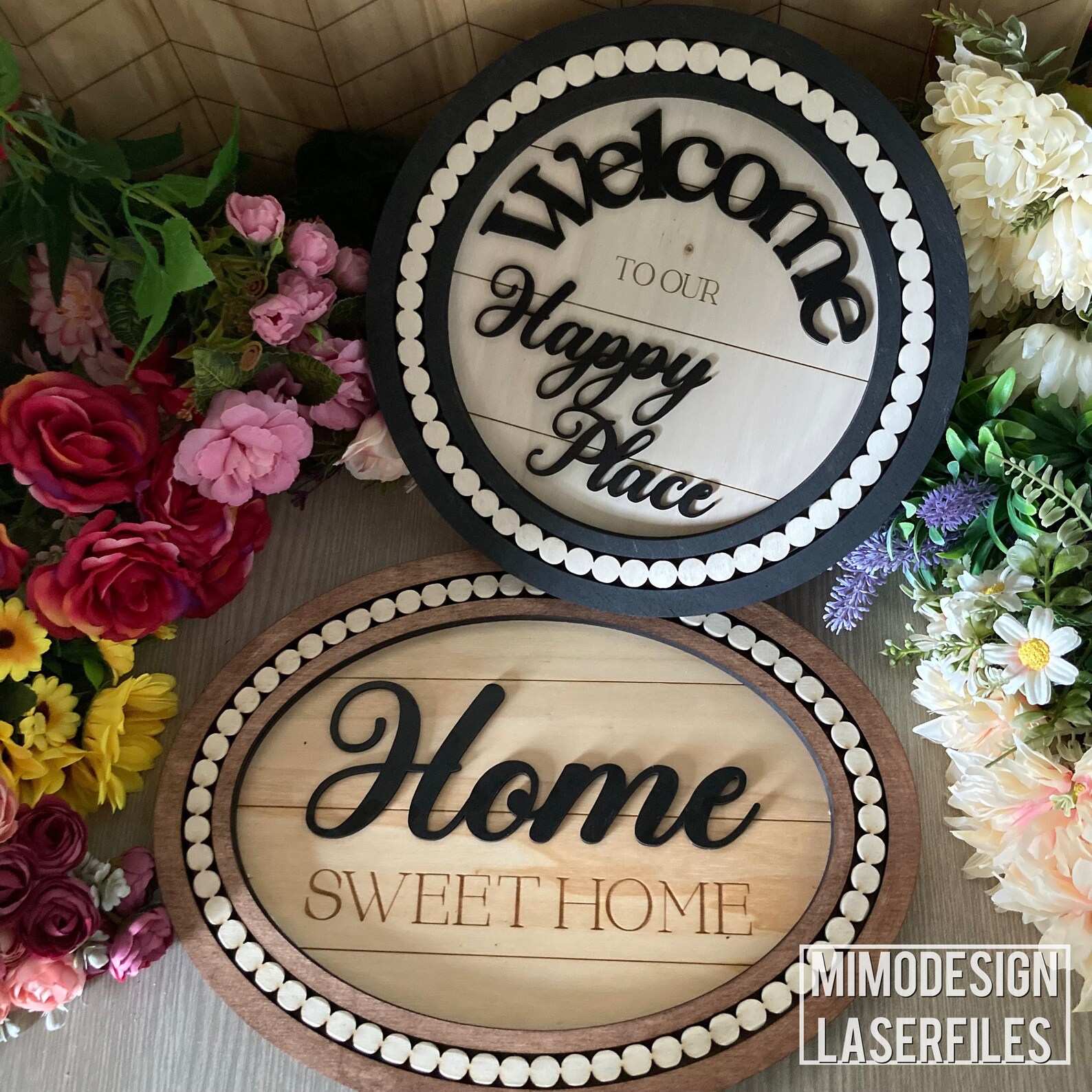 Bundle of Home Themed Beaded Frame Signs Farmhouse Style, Blank Frame ...