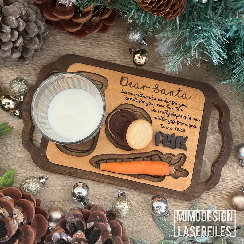Santa Treat Tray Board for Kids, Carrots, Water, Cookies ALL Scored ...