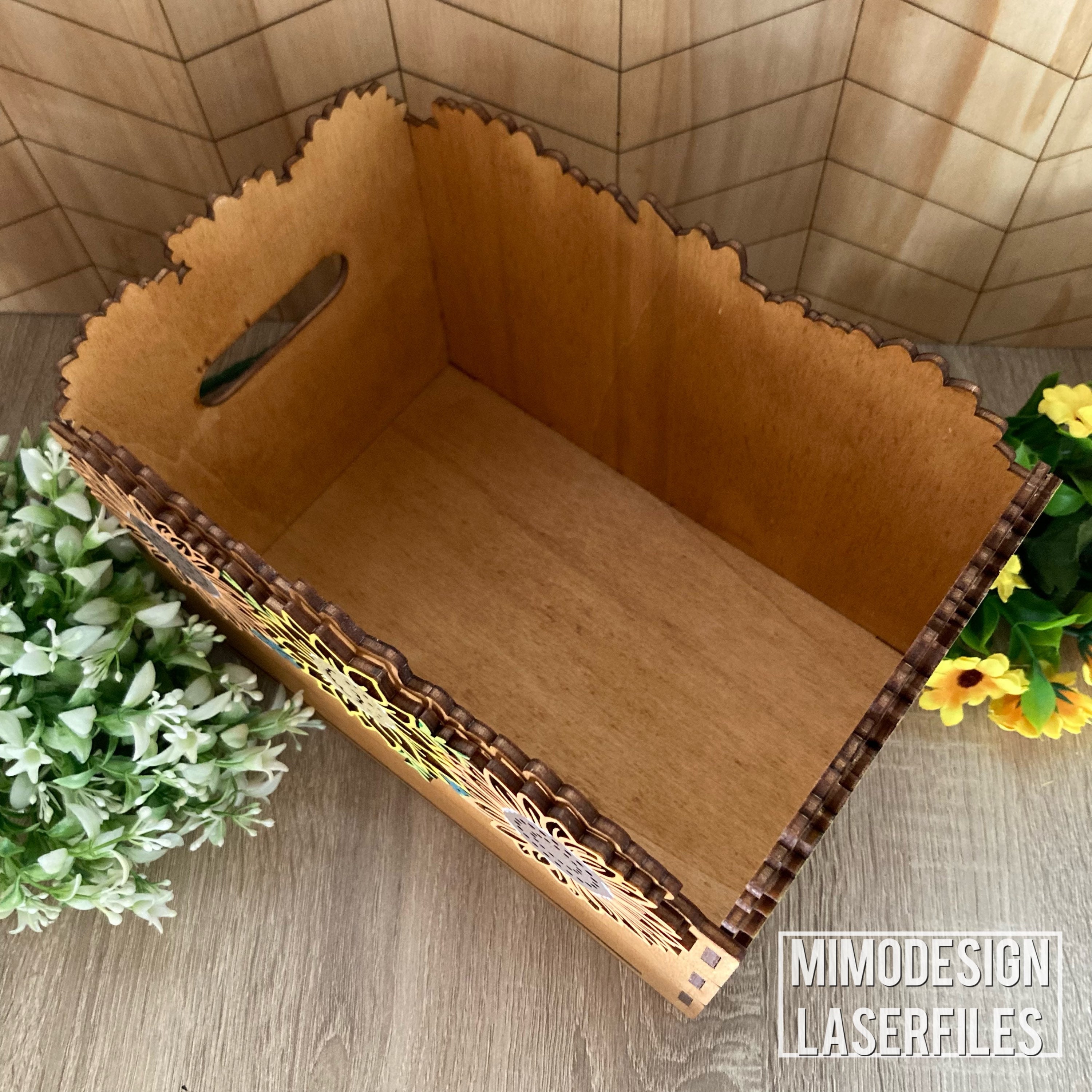 Sun Flower Floral Crate Box for Personalization, Storage and Decor ...