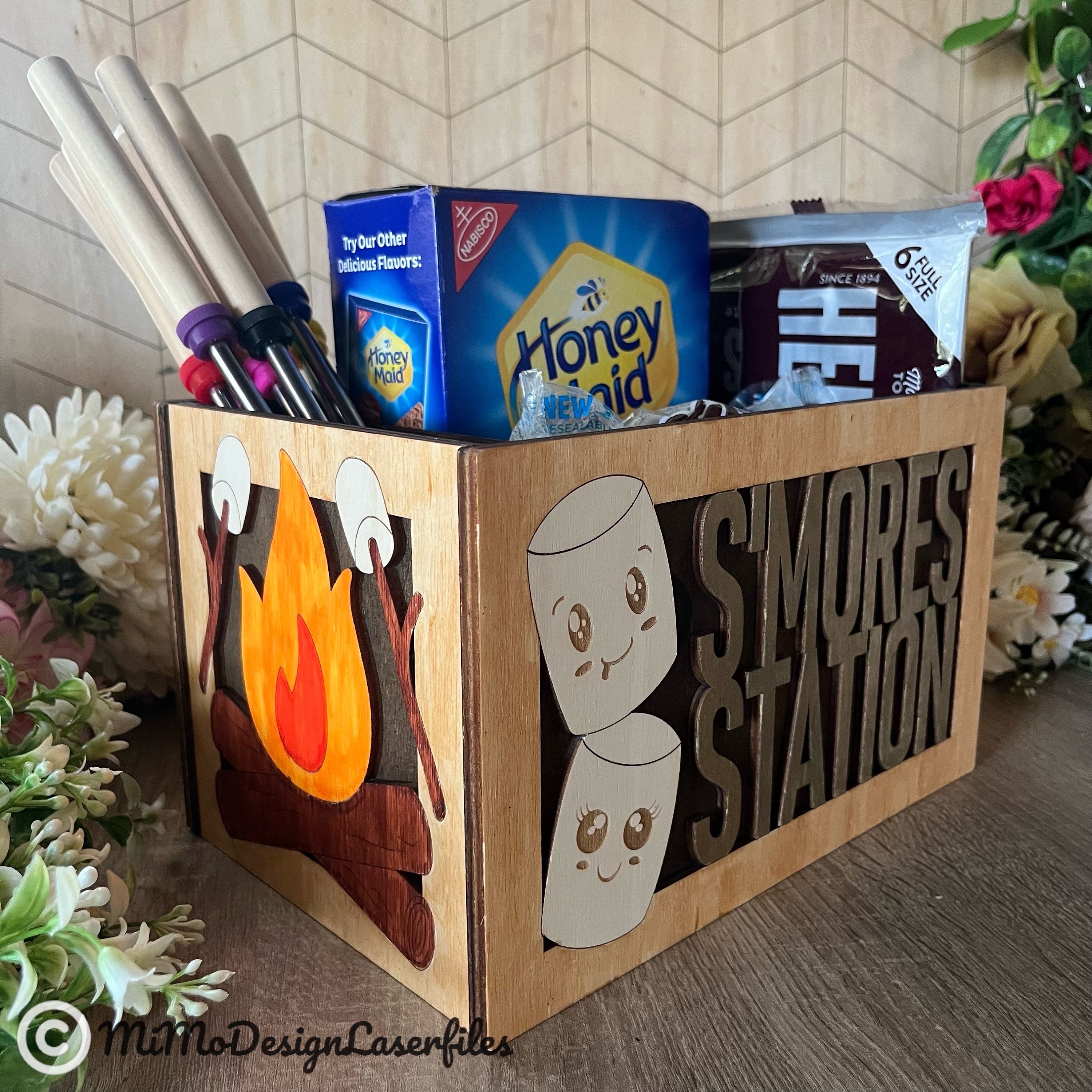 S'mores Station Box, Layered Design for Sticks, Marshmellows, Graham ...