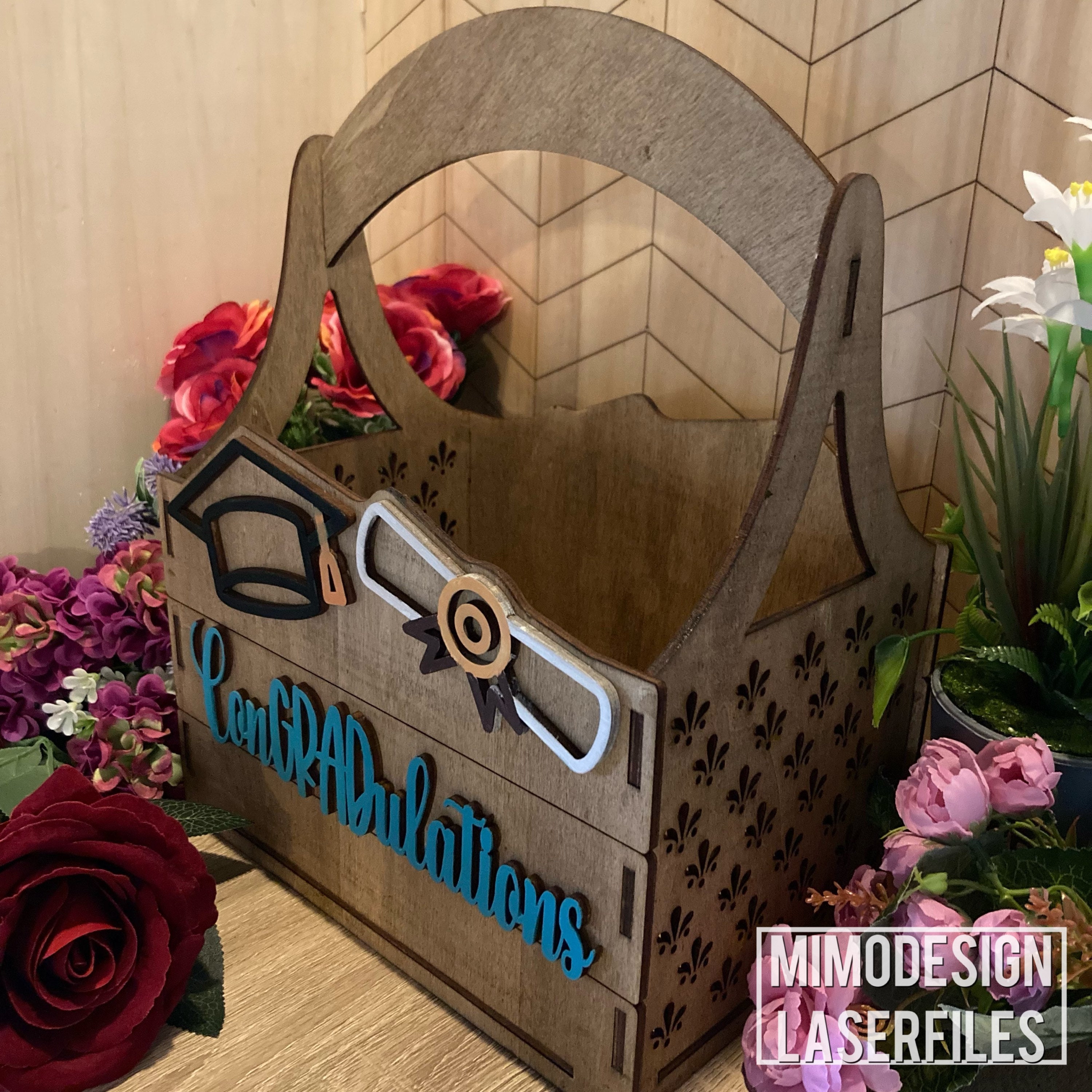 Graduation School Gift Basket Crate for Personalization and Storage ...