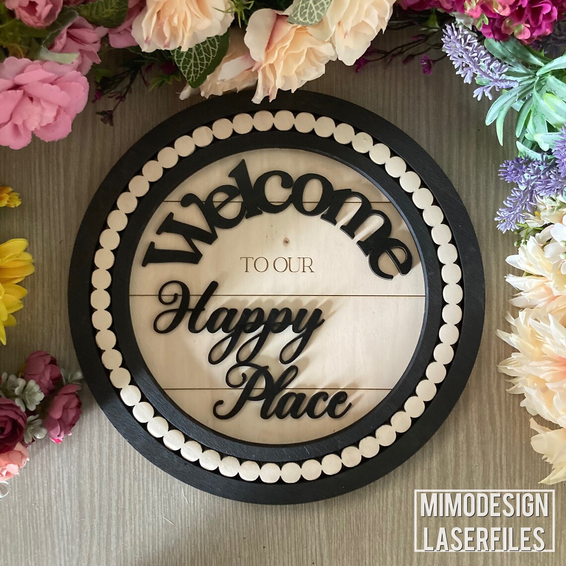 Round Welcome Beaded Frame Sign / Door Hanger Farmhouse Style - Etsy