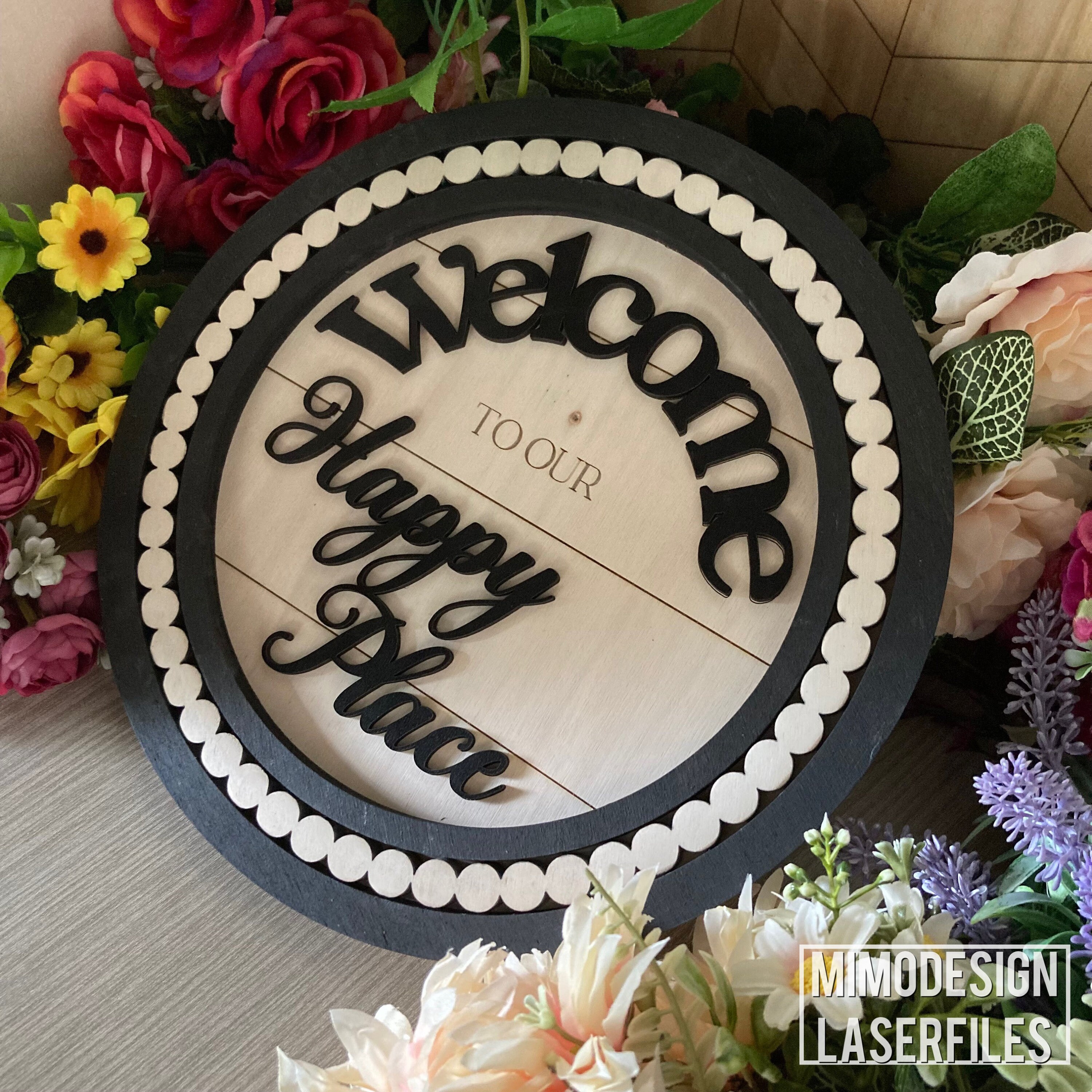 Round Welcome Beaded Frame Sign / Door Hanger Farmhouse Style, Blank ...