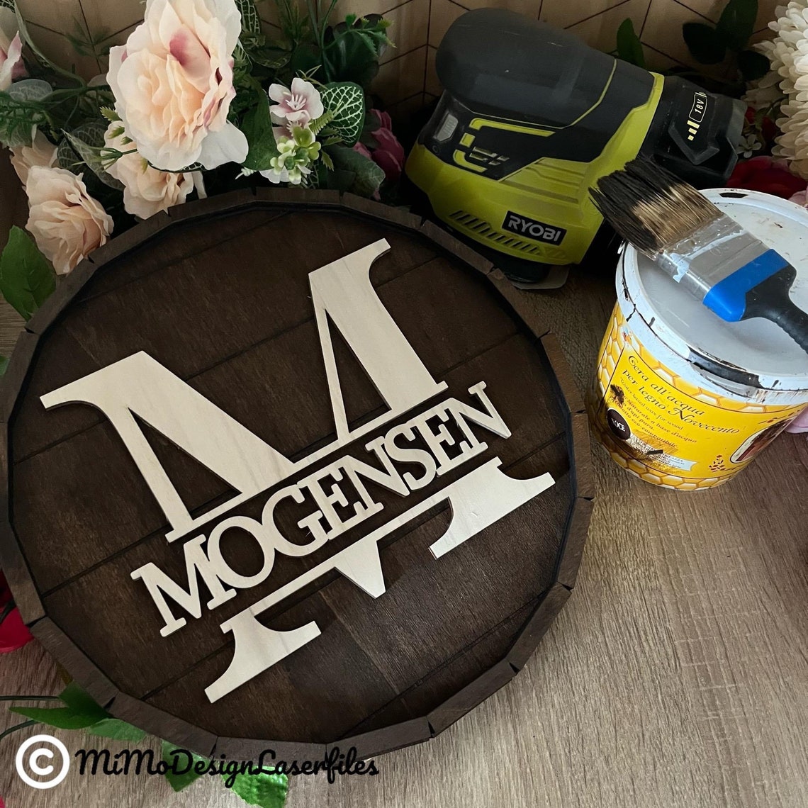 Faux Barrel Top Split Monogram Sign Resizable for Other - Etsy