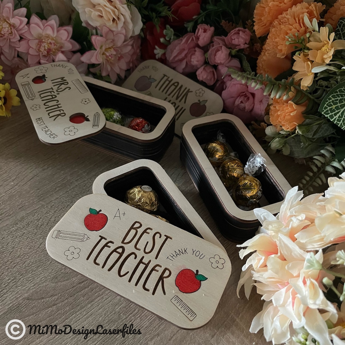 Teacher Chocolate Box SVG | 3 Piece Candy Box Laser Cut File | Teacher ...