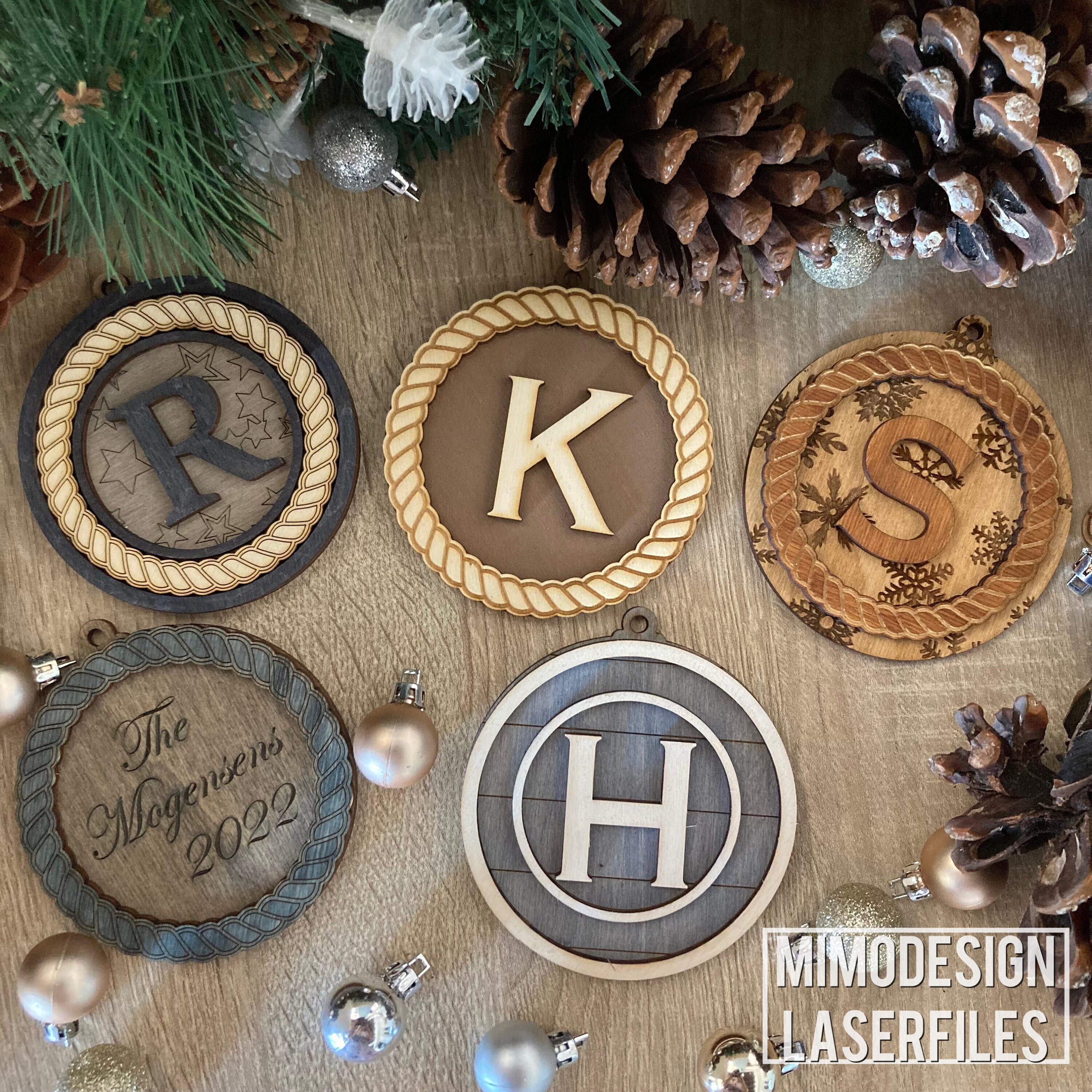 Rope Frame Christmas Ornaments Bundle for Monogram, Letters, Name, Text ...