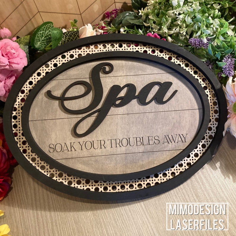 Oval Spa Rattan Frame Sign / Door Hanger Farmhouse Style - Etsy
