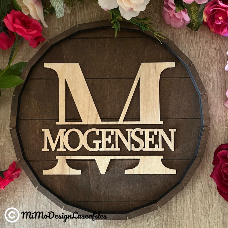 Faux Barrel Top Split Monogram Sign Resizable for Other - Etsy