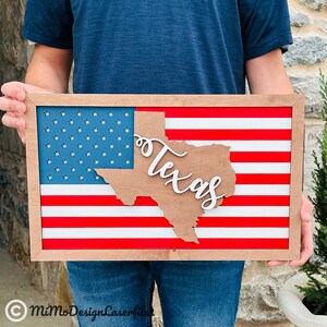 TEXAS State Sign With the American Flag and Frames, Layered and Easy to ...