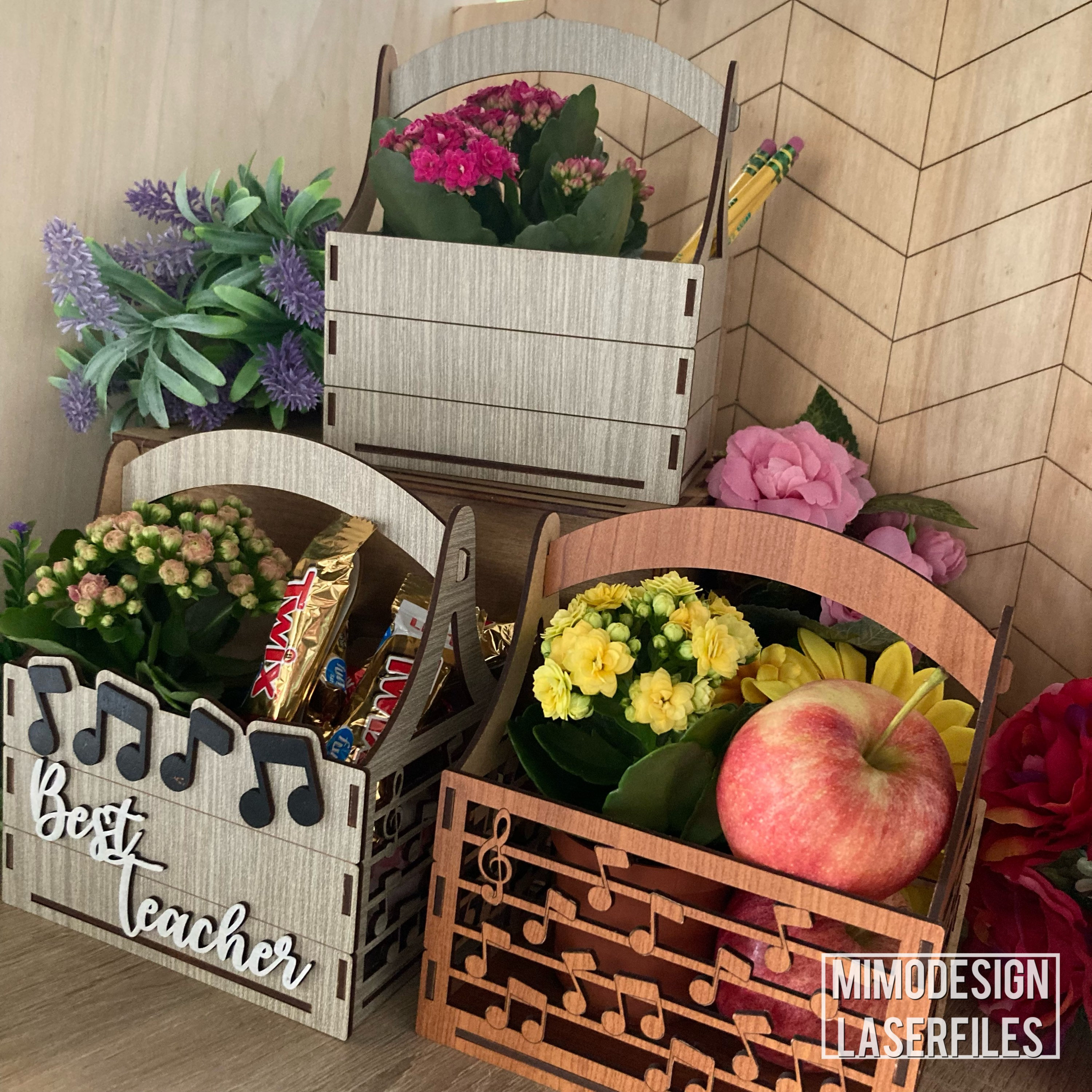 Mini Music Teachers and Patterned Gift Baskets Crates for - Etsy