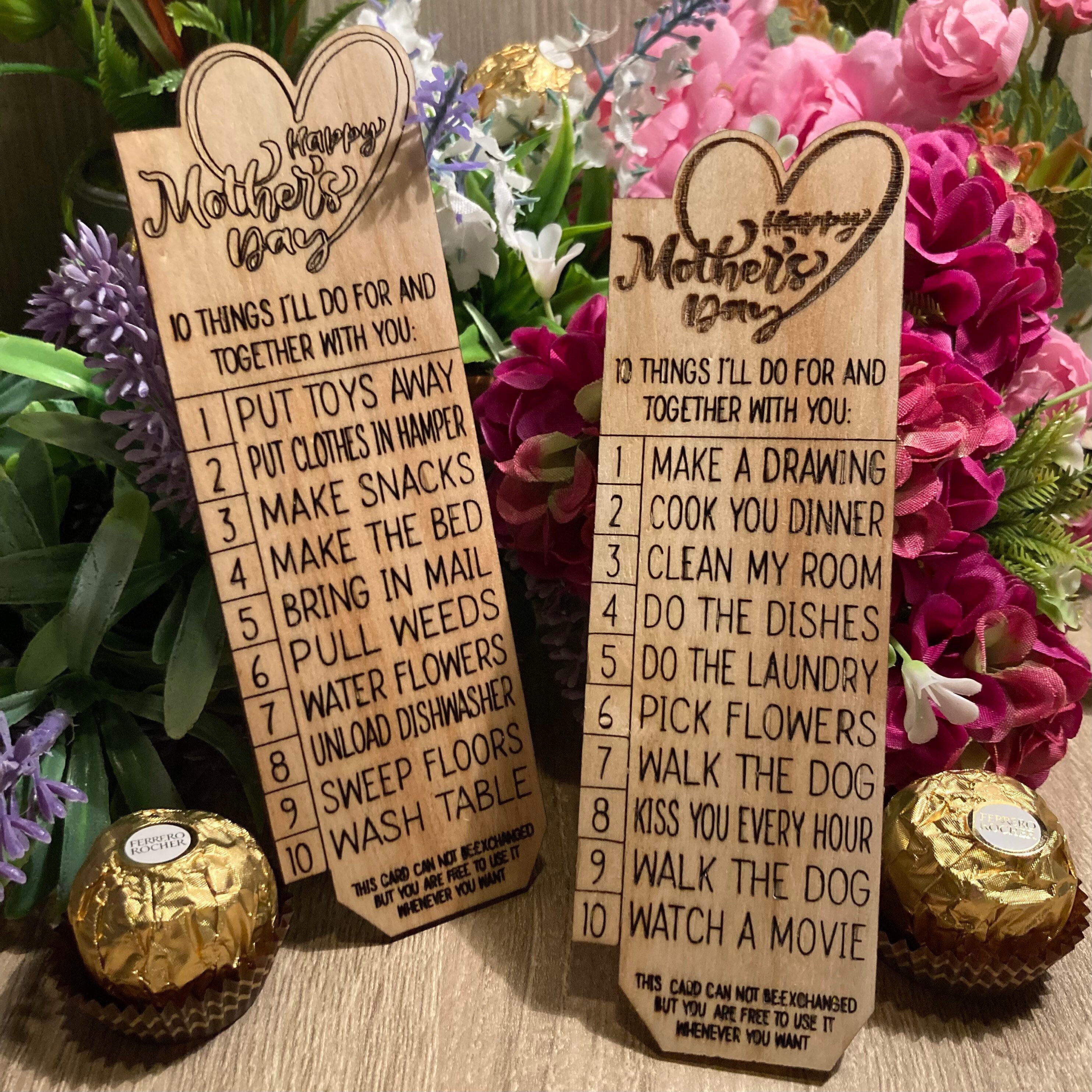 Mother's Day Favour Gift Card Punch Card Chores - Etsy