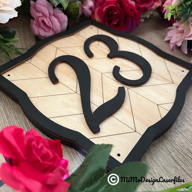 House Number Sign With Scored Lines Numbers 0-9 Layered - Etsy