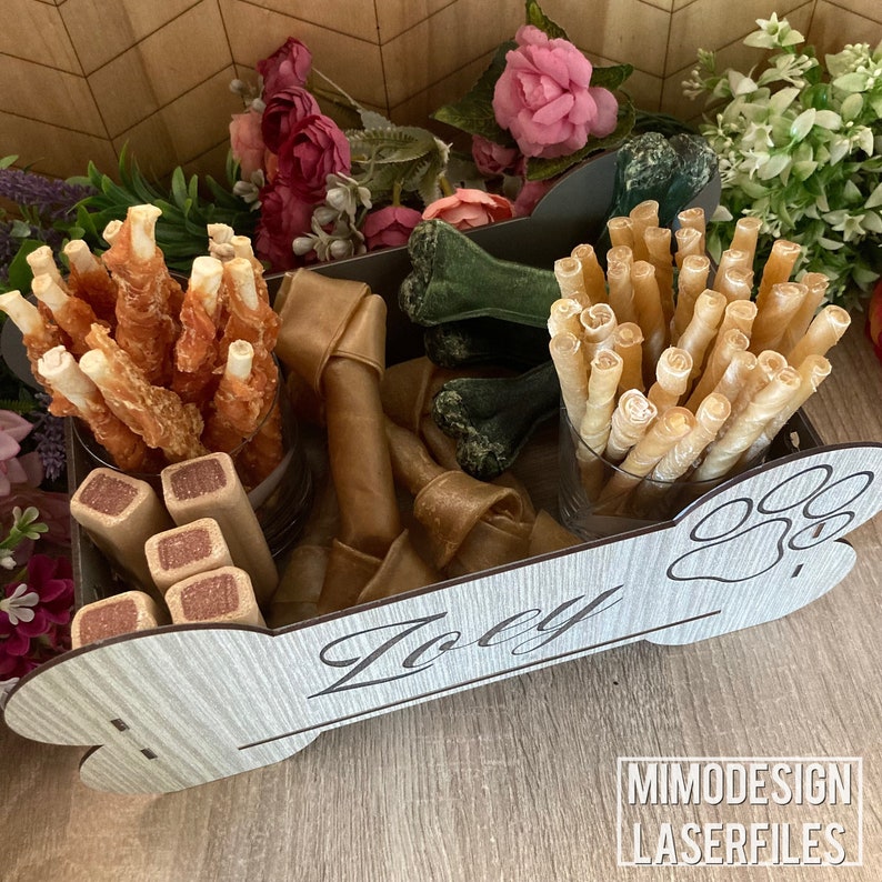 Dog Bone Treat Box SVG | Dog Toy Storage Box Laser Cut File | Paw Print ...