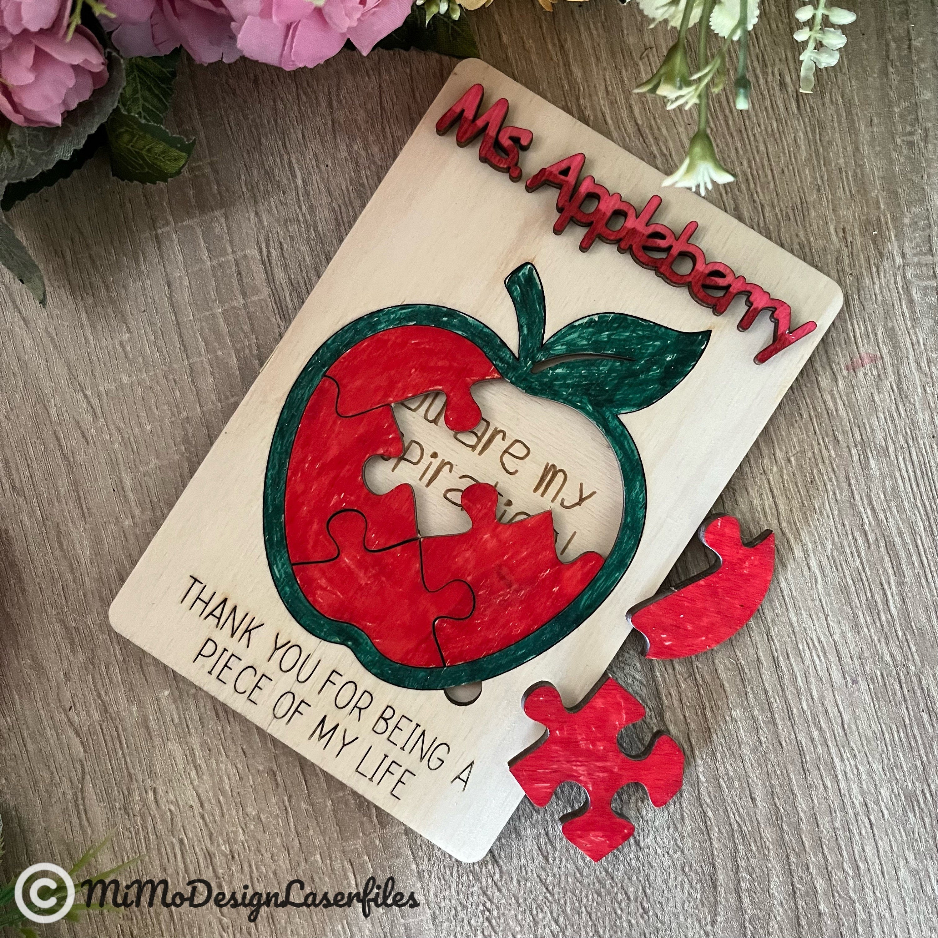 Teacher Puzzle Apple Card SVG | Teacher Appreciation Gift Card Holder ...